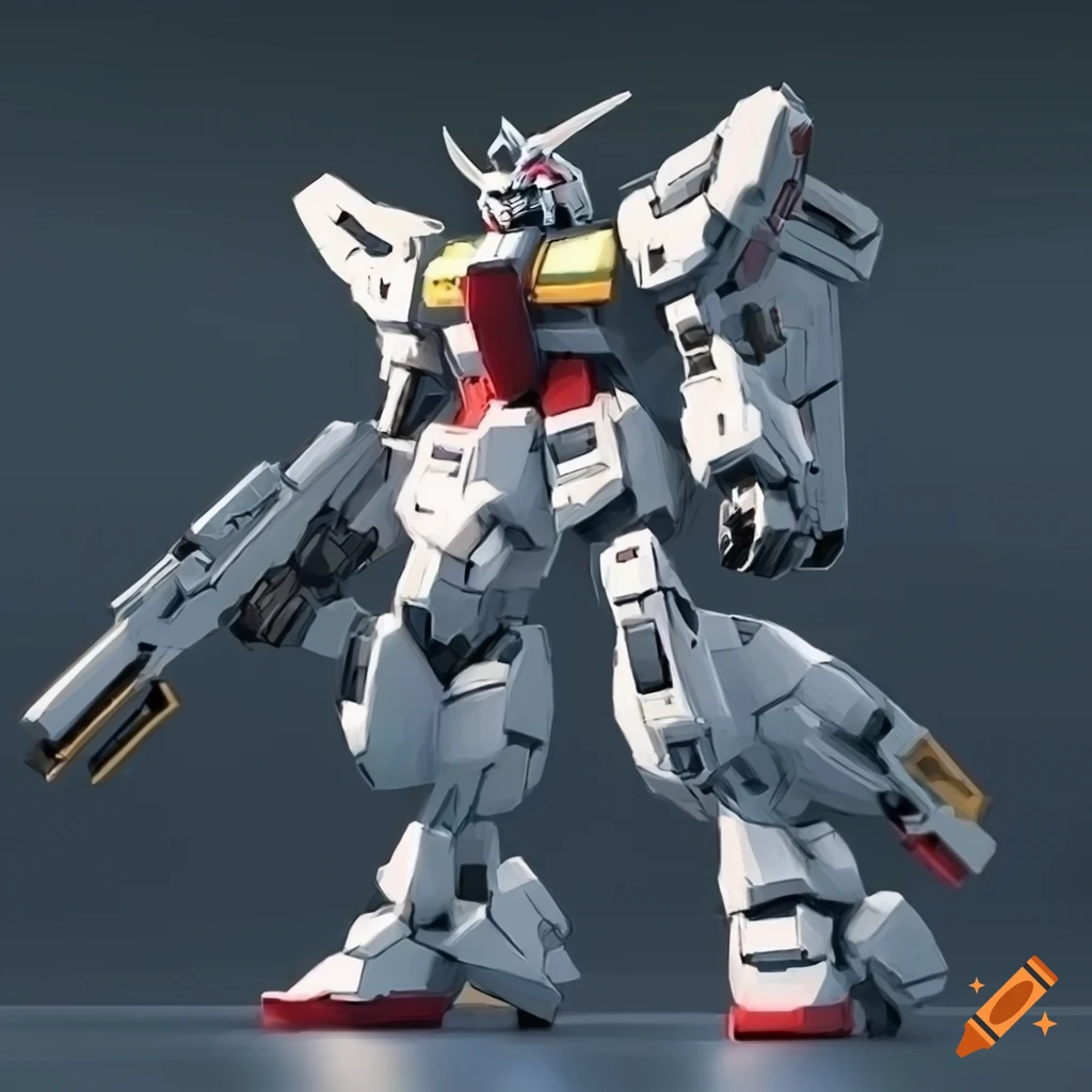 Gunpla inspired gundam mech design in 64-bit style on Craiyon
