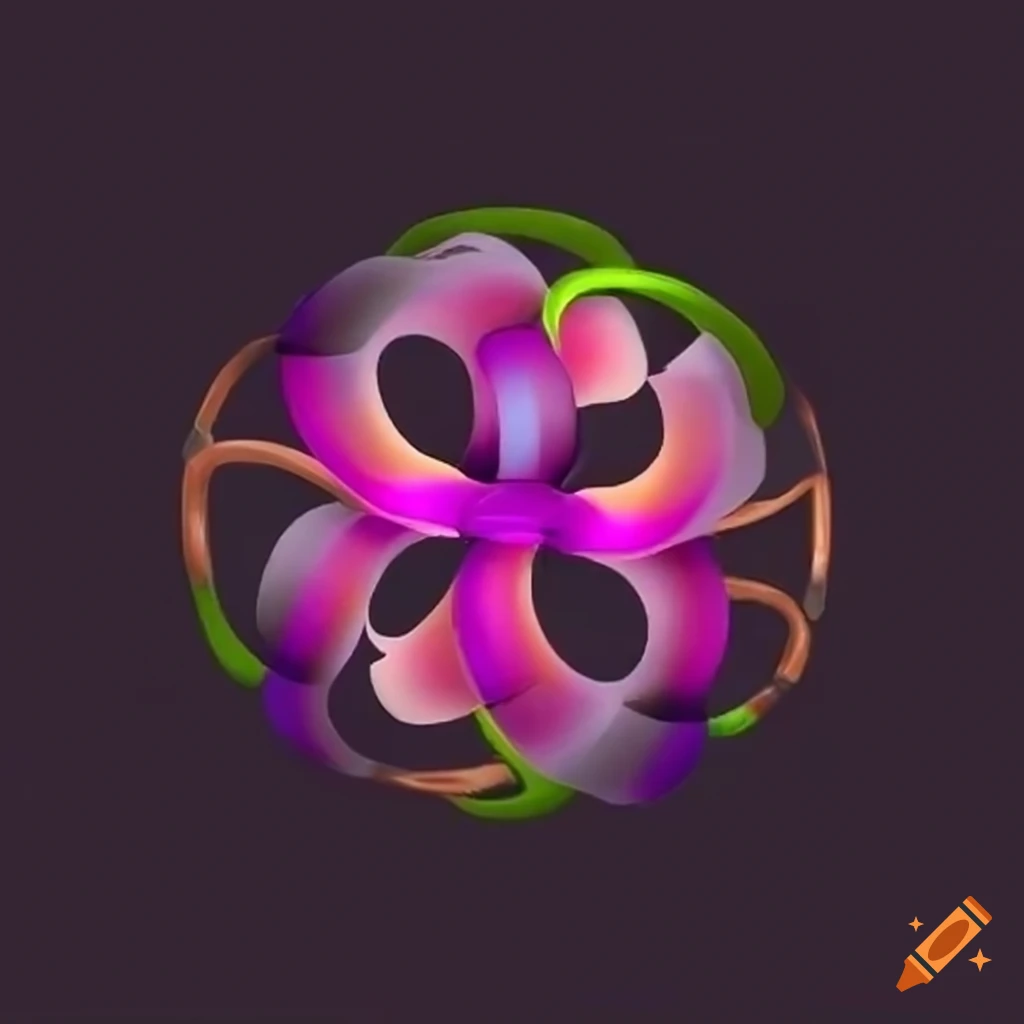 Ring of vibrant pink and lime flowers with glowing petals, resembling a ...