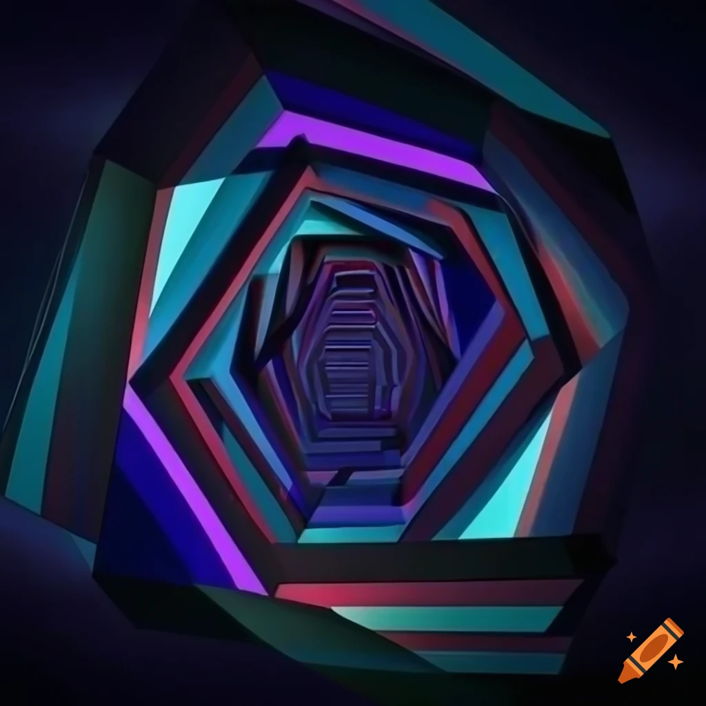 Abstract geometric art scene with mesmerizing shapes and colors on Craiyon