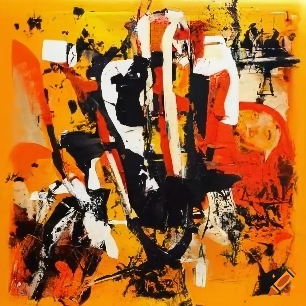 Abstract painting with chaotic composition inspired by comic book art ...