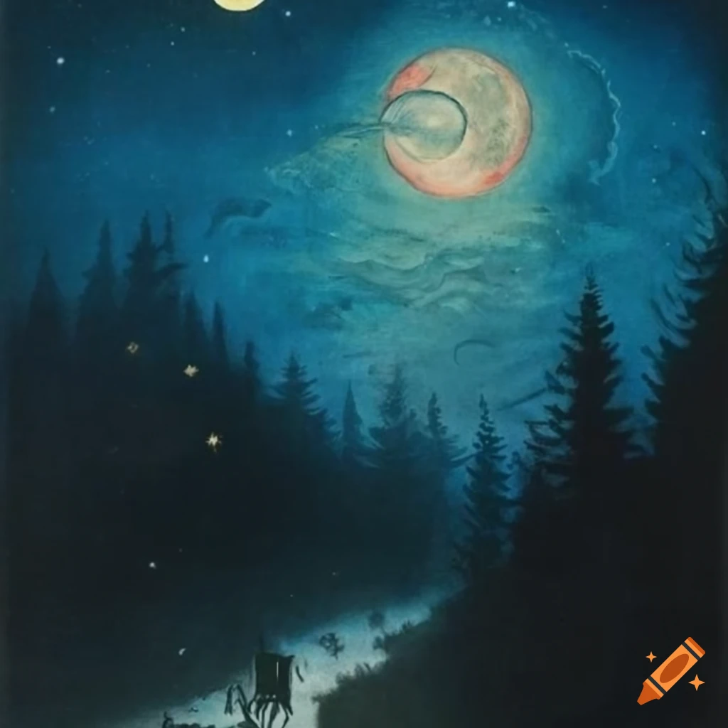 Dreamtime vision of salish inspired animals with ghost shamans, falling ...