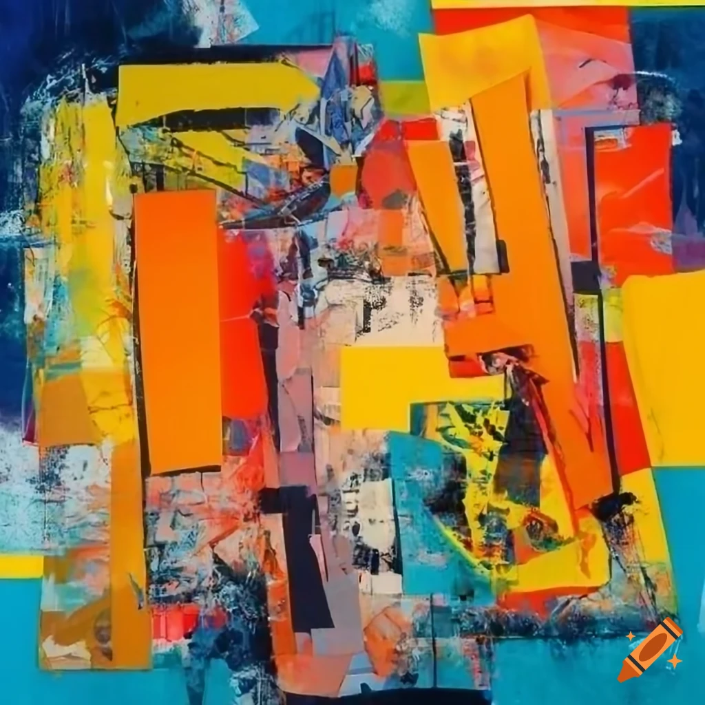 Abstract painting with overlapping layers and chaotic composition on ...