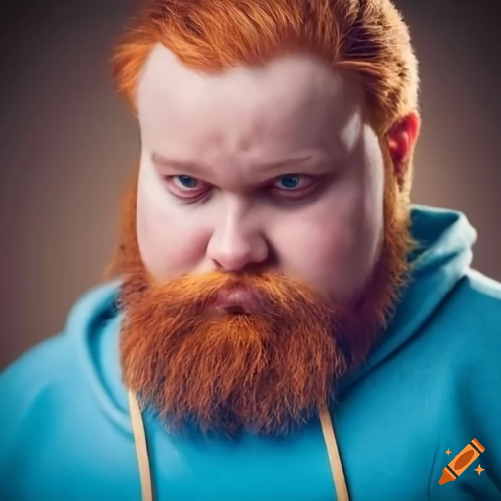 Man with a ginger beard wearing a blue hoodie on Craiyon