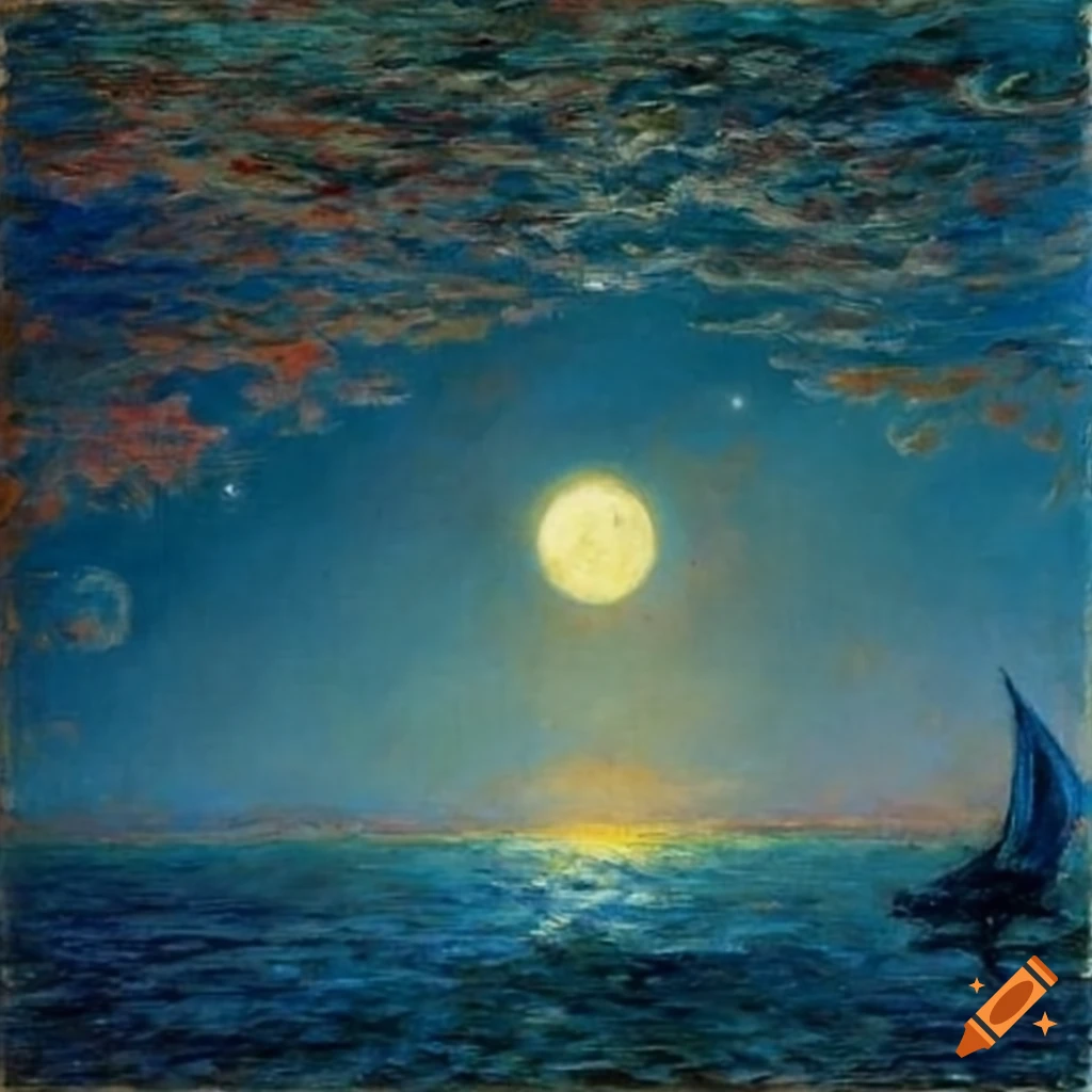 Artistic interpretation of falling stars, comets, moon, and lightning ...