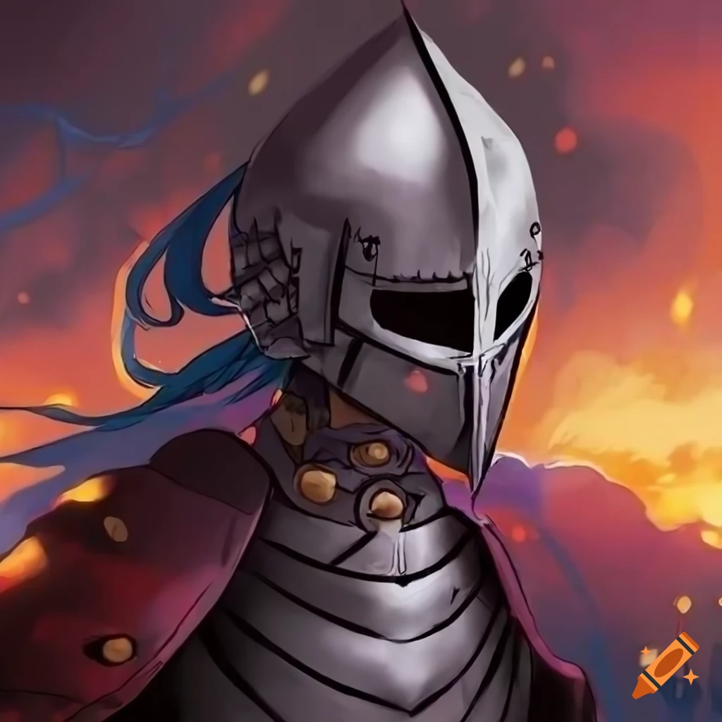 Knight-inspired anime style mask drawing on Craiyon