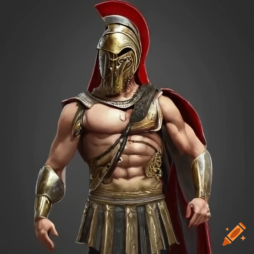Ancient Greek warrior in full armor portraying The Mythological ...