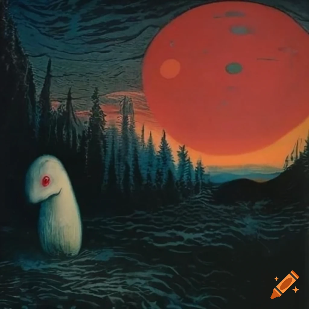 Dreamtime vision of salish inspired animals with ghost shamans, falling ...