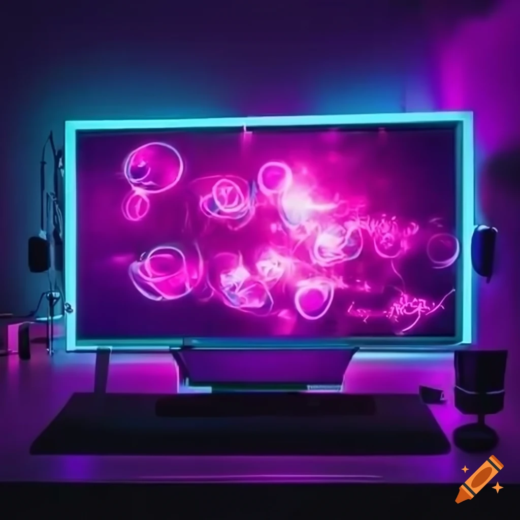 Youtuber's Studio room with a subtle neon glow and bold 'Renukai ...