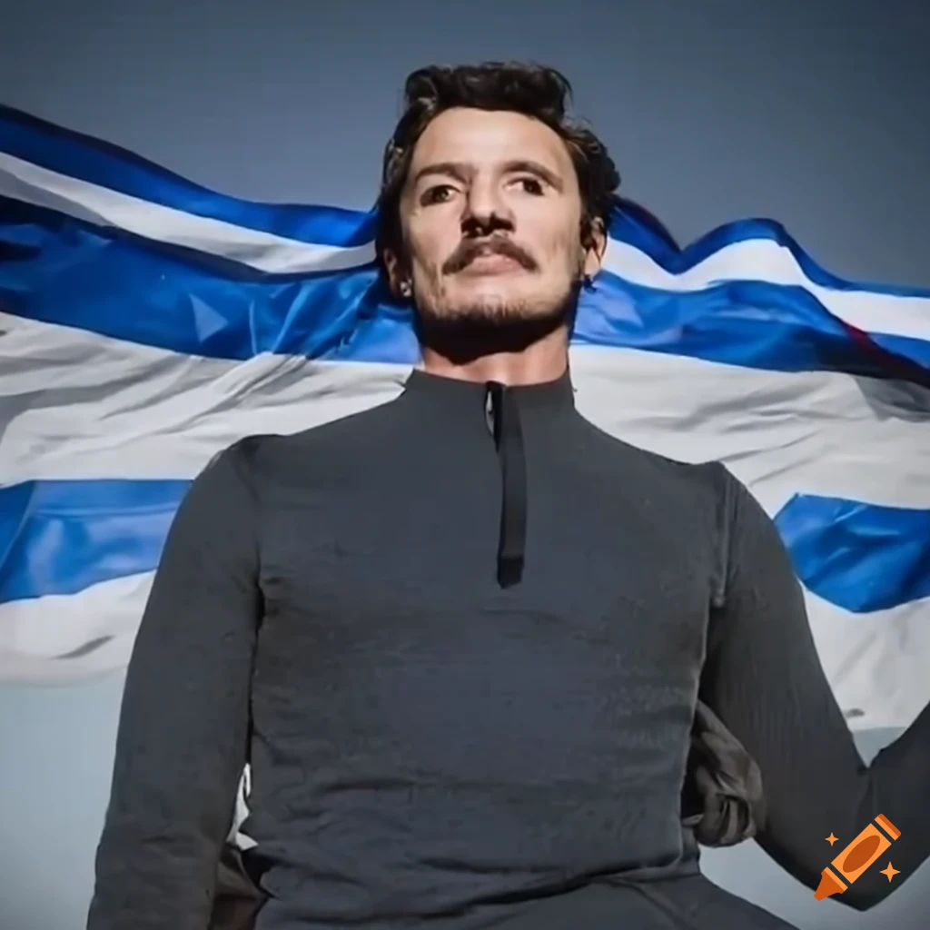 Actor Pedro Pascal holding an Israeli flag in front of an epic scene on ...