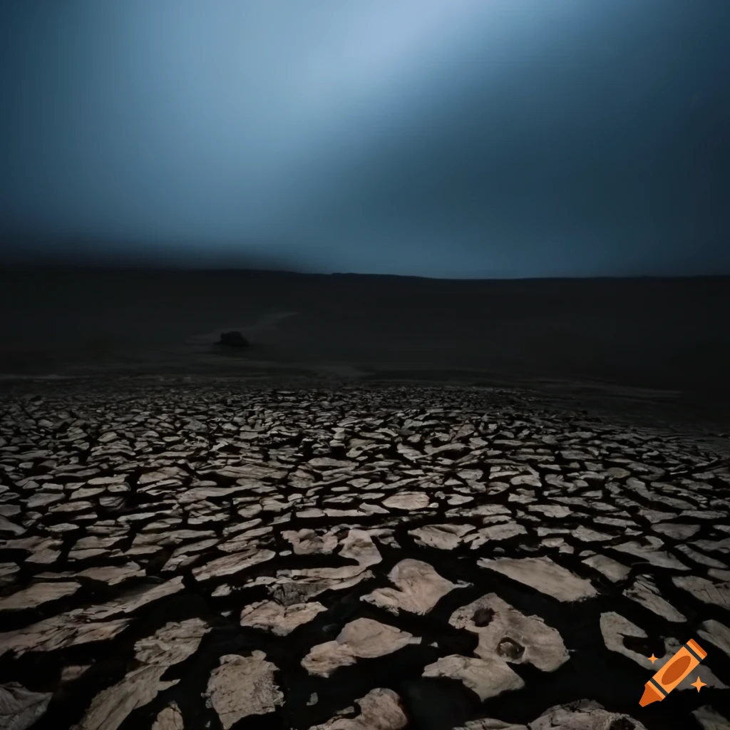 Desolate barren rocky terrain in a post-apocalyptic setting on Craiyon