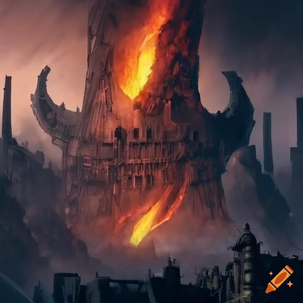 Warhammer 40k grimdark forge world with industrial complexes and ...