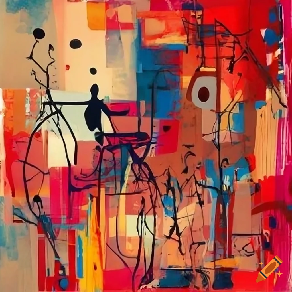 Abstract painting with orderly chaotic composition of overlapping ...