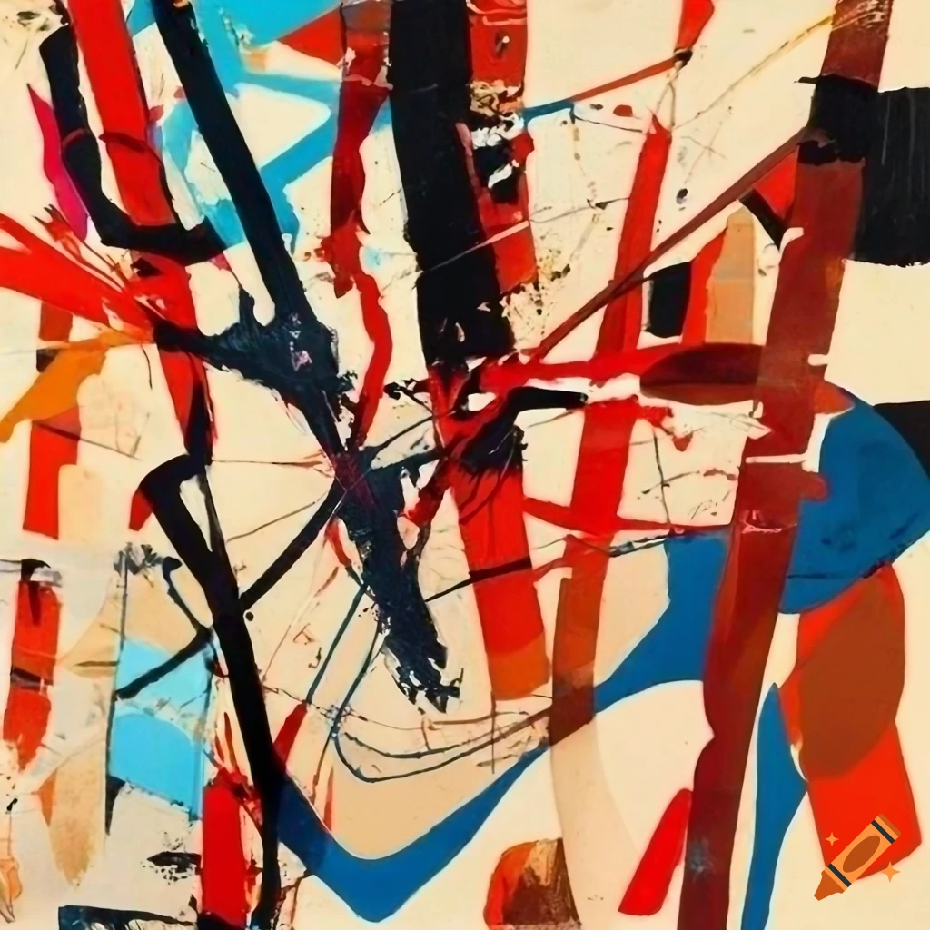 Abstract painting with orderly chaotic composition of overlapping ...
