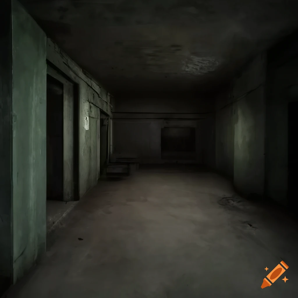 Confined concrete bunker interior in high resolution on Craiyon