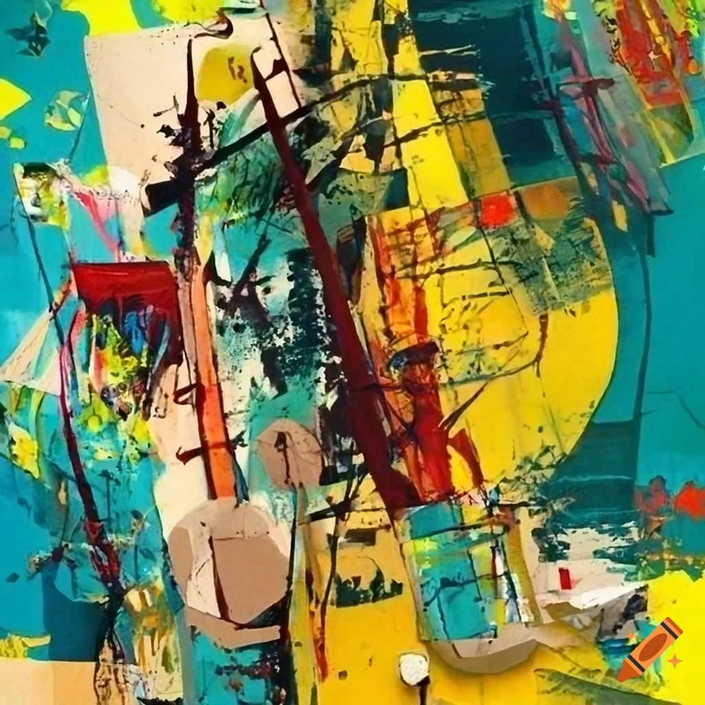 Abstract painting with orderly chaotic composition and overlapping ...