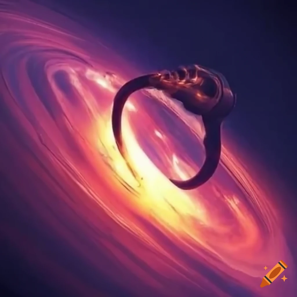 Vessel with three intertwined rings, one of them exploding on Craiyon