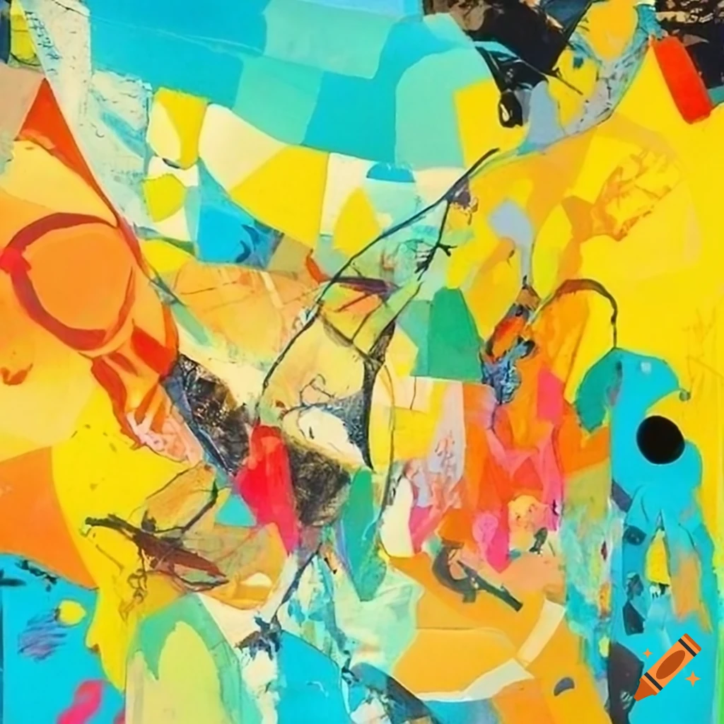 Abstract painting with orderly chaotic composition and overlapping ...