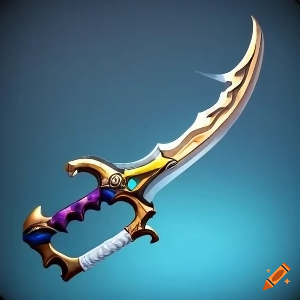 Curved-blade keyblade inspired by scimitar and cutlass designs on Craiyon