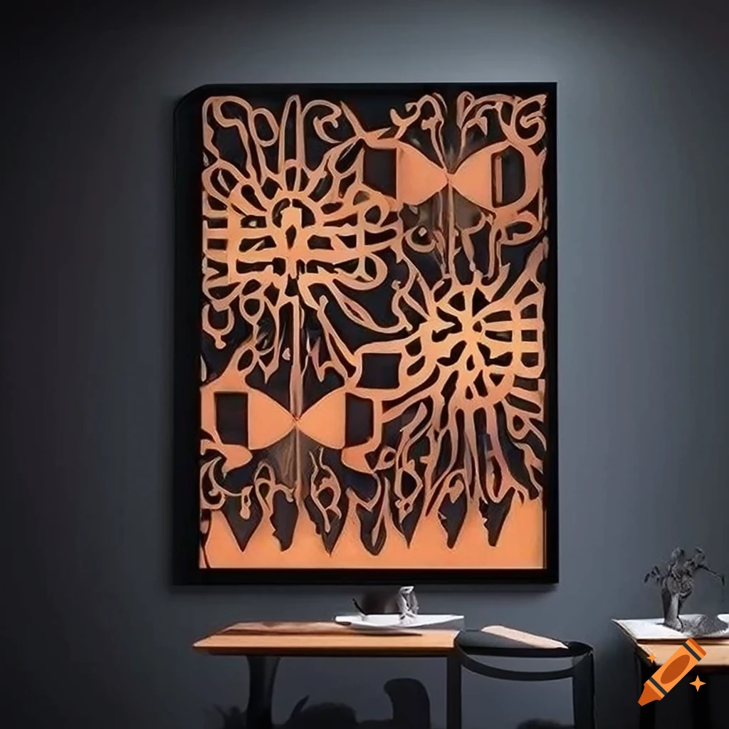 Sophisticated laser-cut abstract wall decoration with hippie design on ...