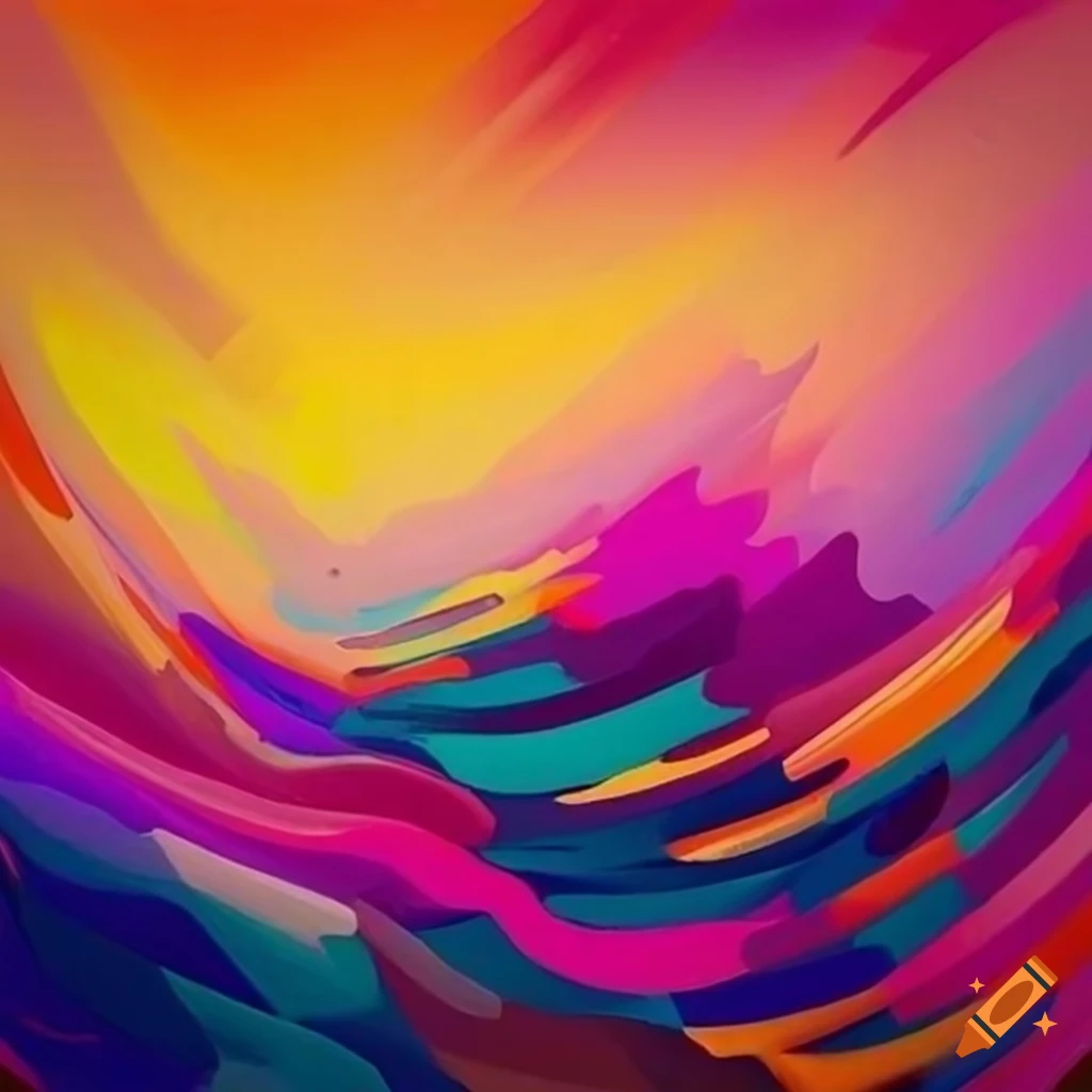 Bright abstract landscape art on Craiyon