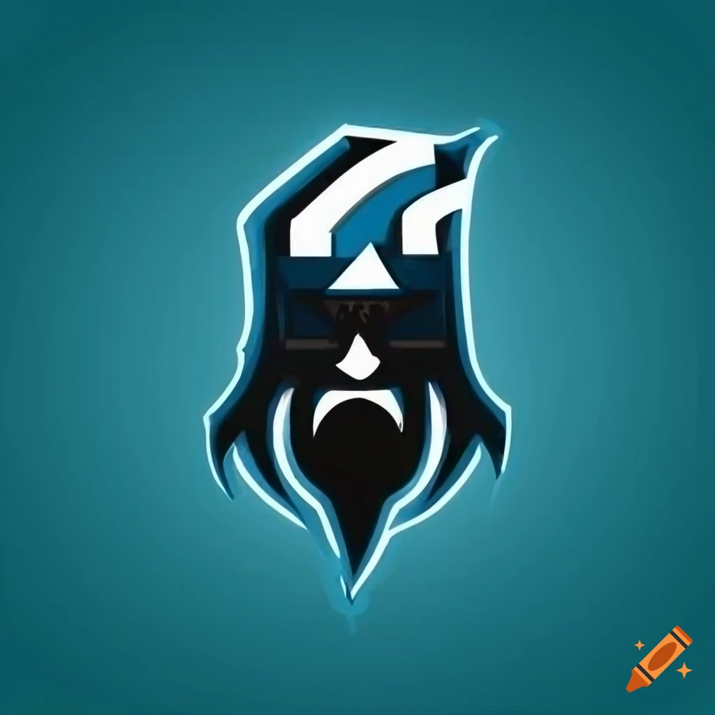 College football wizard logo in cyan blue, white, and black colors on ...