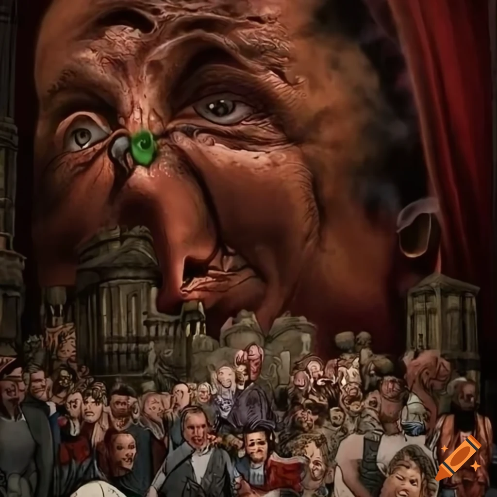 Surreal depiction of jerry seinfeld surrounded by subhuman creatures in ...