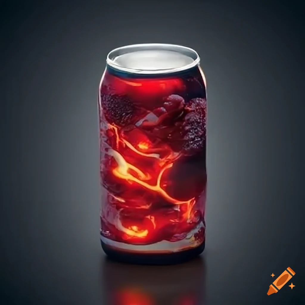 Meat-flavored soda with a space-themed label on Craiyon