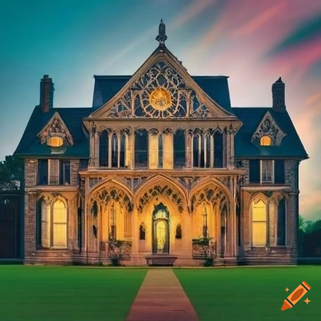 Southern gothic style home in a well-lit field on Craiyon