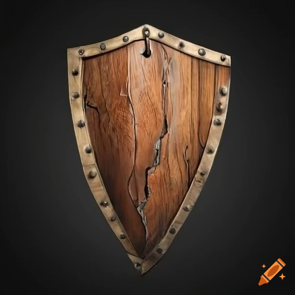 Broken wooden shield on Craiyon