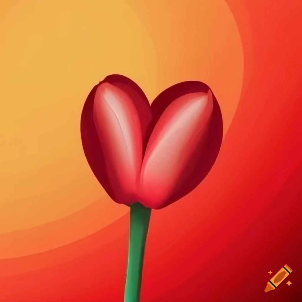 Vibrant orange tulip in the center of a heart-shaped artwork on Craiyon