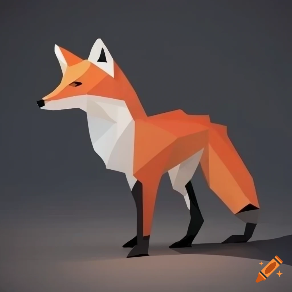 Minimalist geometric anthropomorphic fox artwork on Craiyon
