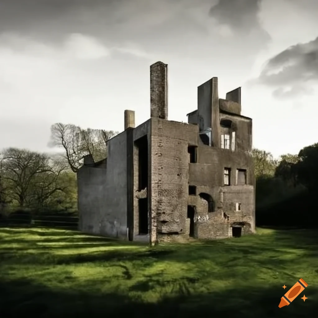 Brutalist museum on the ruins of kilmahew house in cardross on Craiyon