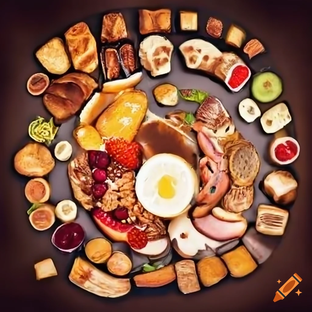 Greedy person at a table filled with food on Craiyon