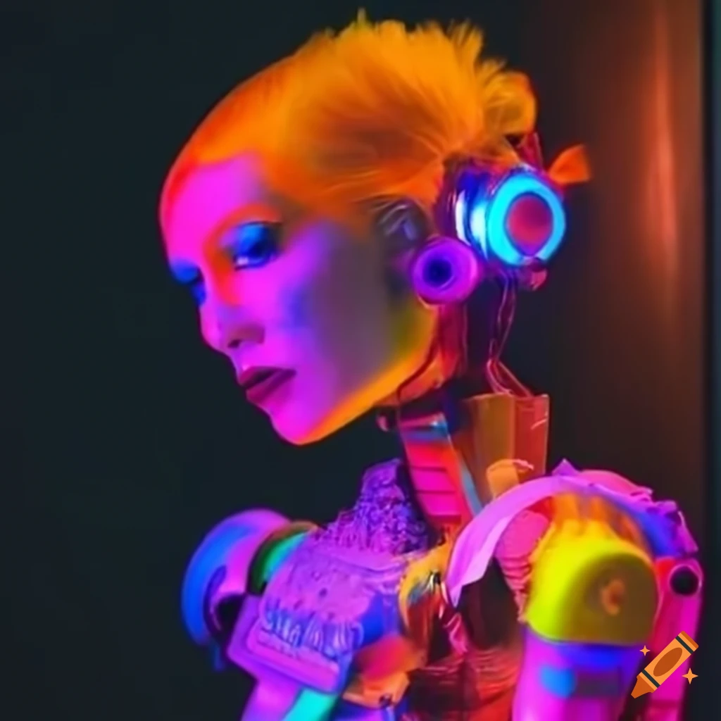 Colorful transgender robot inspired by Blade Runner on Craiyon