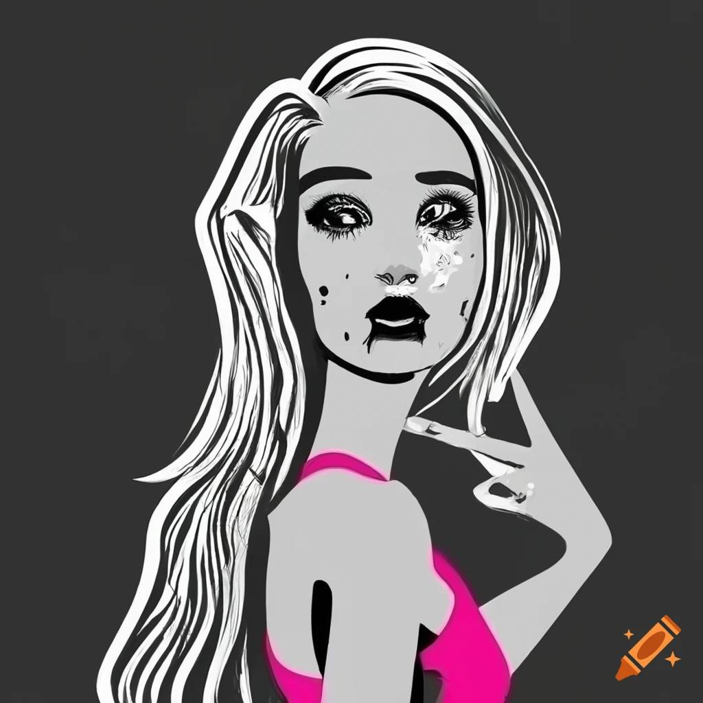 Barbie as a rebellious punk rock icon with vibrant art design on Craiyon