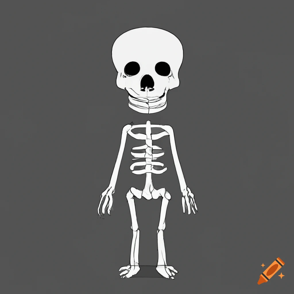 Forward facing shadowy skeleton outline of a full body on Craiyon