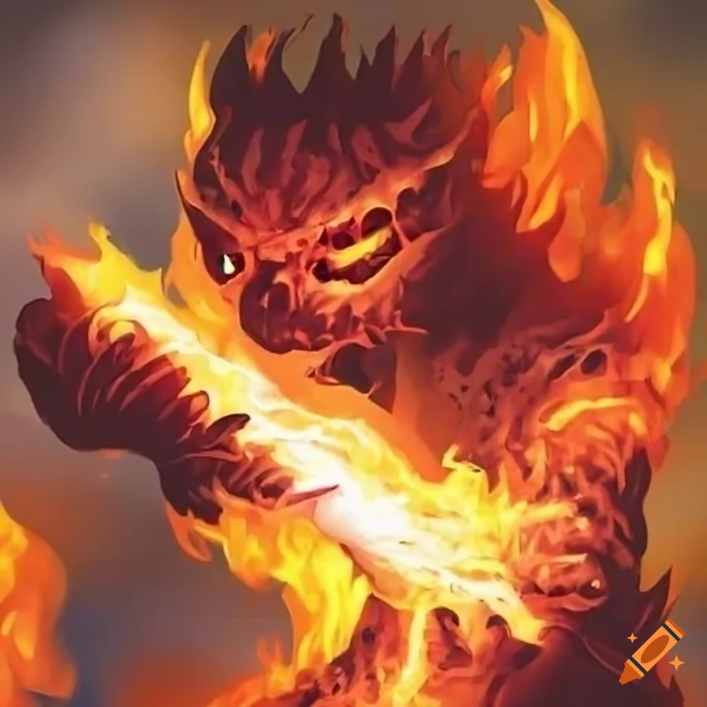 Fantasy fire elemental casting fire magic at enemies on Craiyon