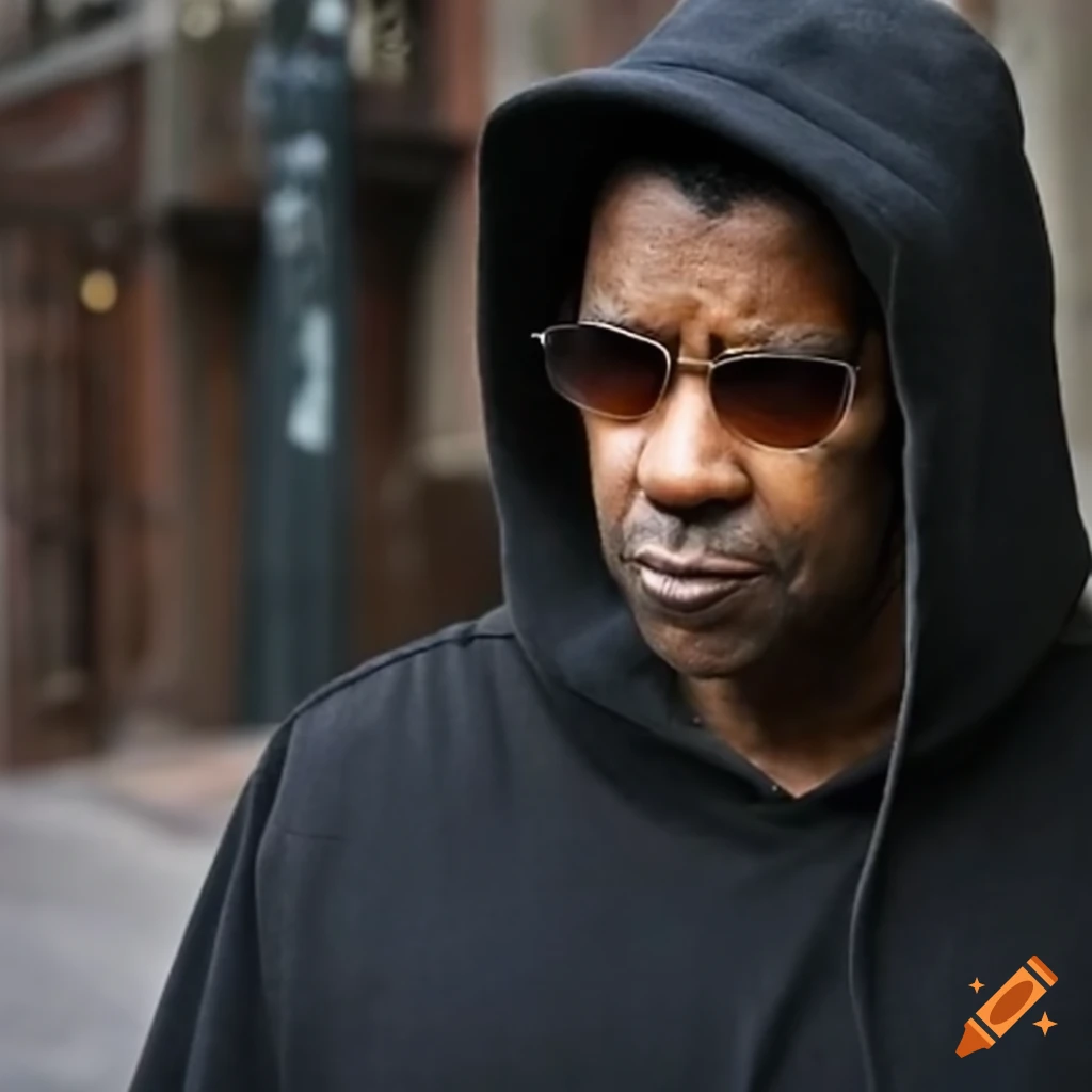 Denzel Washington in urban style with hoodie and sunglasses on Craiyon