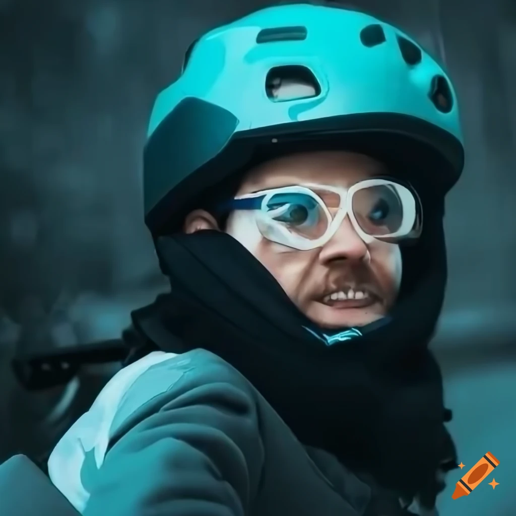 Wolt courier driver having fun on a bike and euc on Craiyon