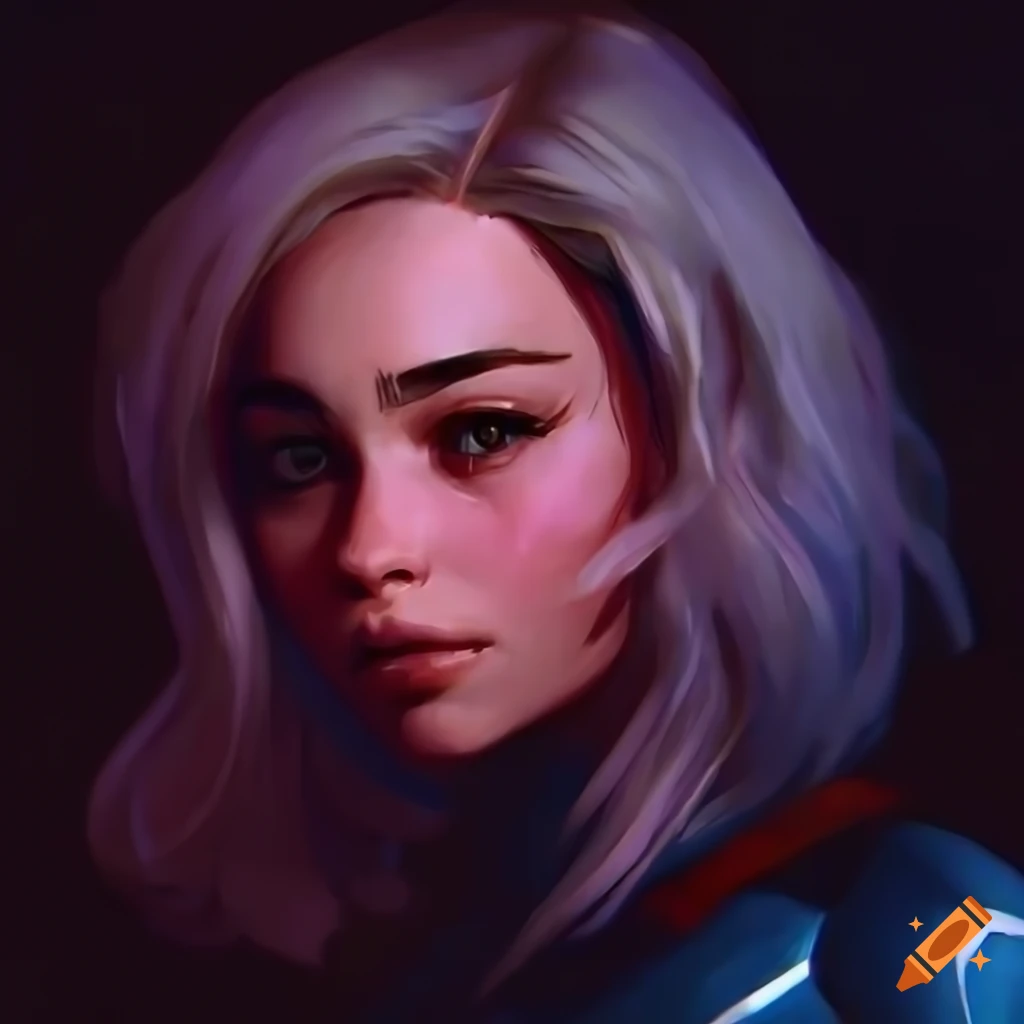 White-haired emilia clarke as marvel blue captain marvel by ilya ...