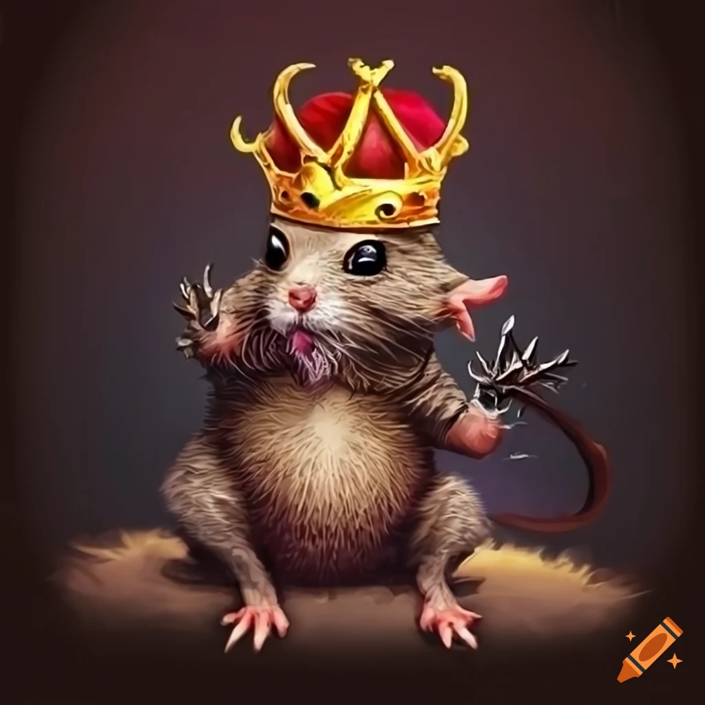Rat wearing a crown in a dungeons and dragons setting on Craiyon