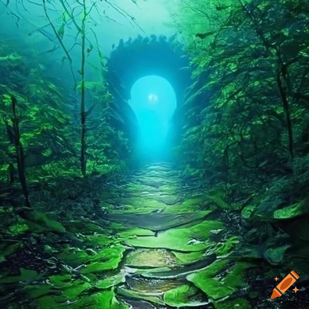 Circular overgrown forest tunnel resembling an optical illusion ...