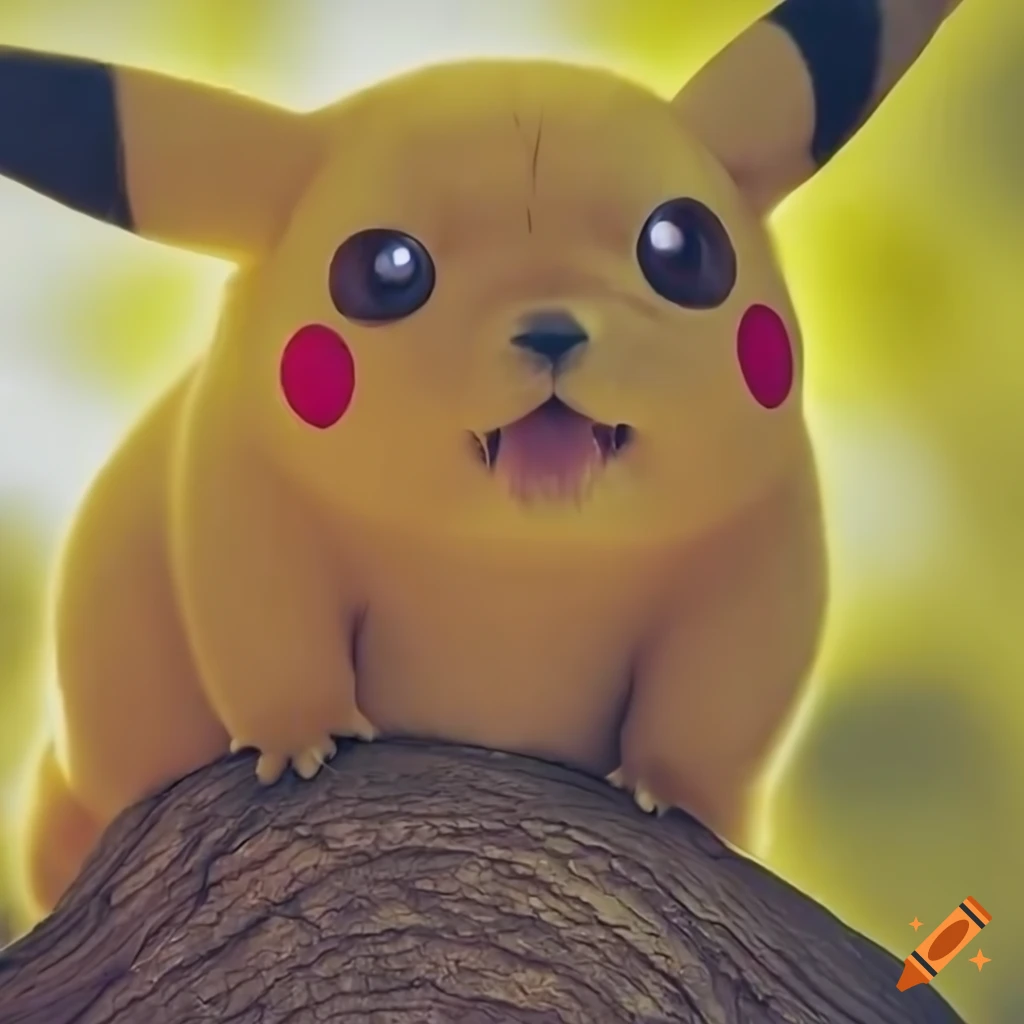 Pikachu resting beside a tree on a sunny day on Craiyon