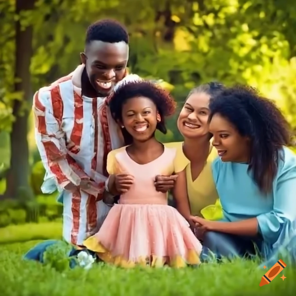 Multicultural family celebrating unity and love in a beautiful garden ...