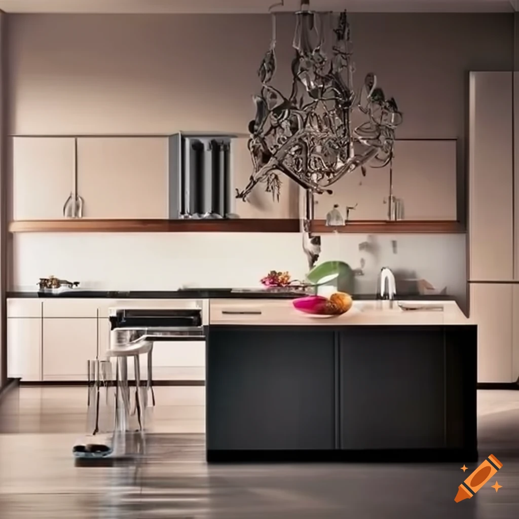 Luxurious gourmet kitchen with high-end appliances and sleek ...