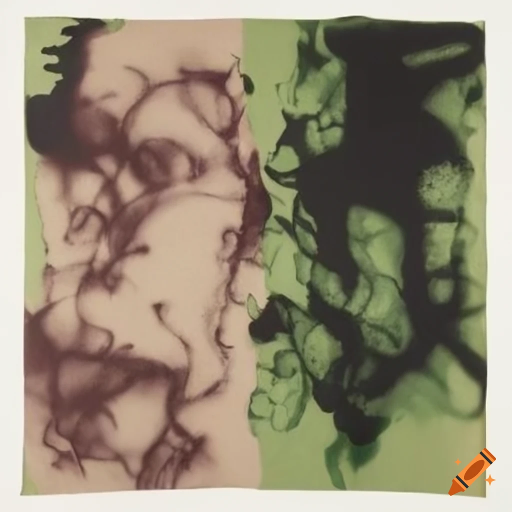 Delicate complex multicolored ink patterns on green paper by henri ...
