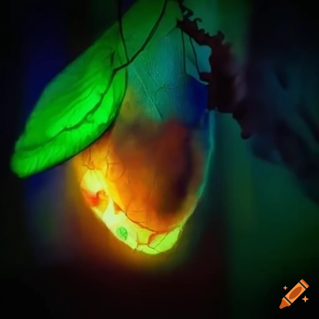 Close-up of a glowing butterfly cocoon undergoing metamorphosis on Craiyon