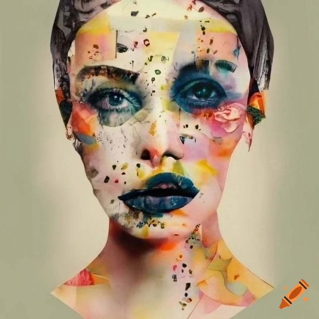 Collage art with photorealistic images of women and detailed textures ...