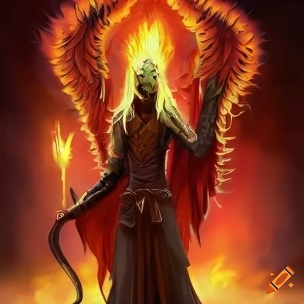 Shapeshifting sorcerer wearing a phoenix mask on Craiyon