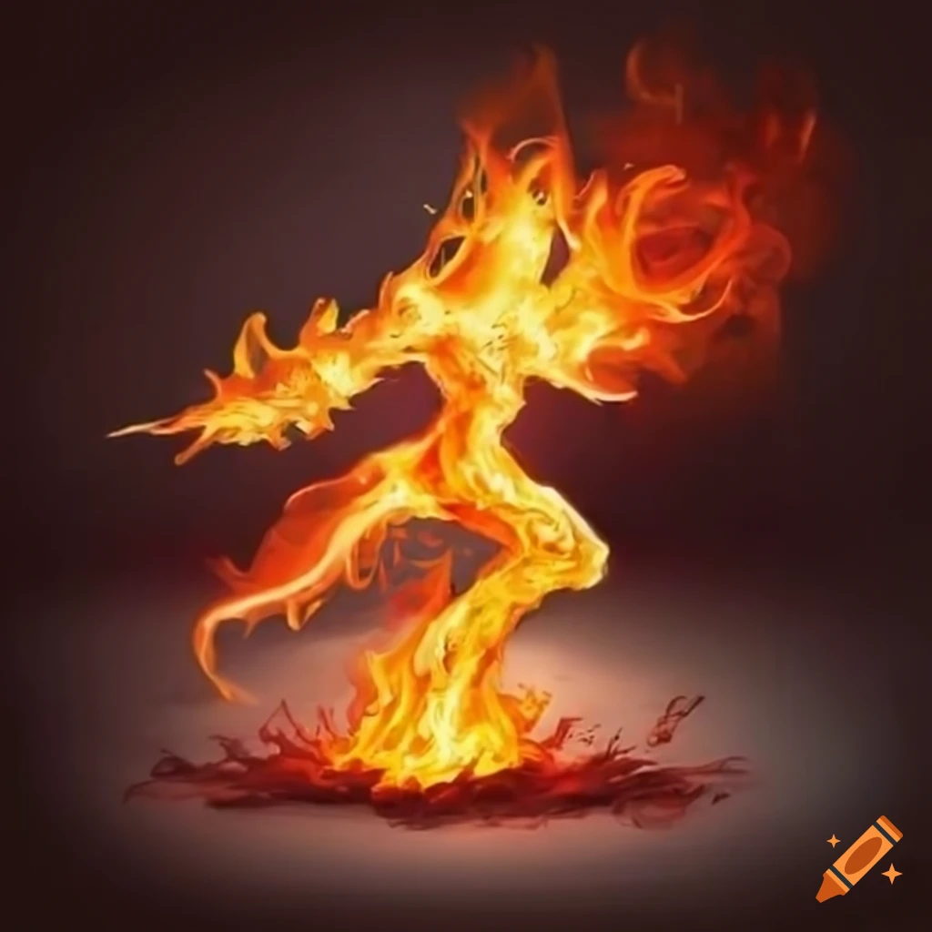 Fantasy fire elemental casting fire magic at enemies on Craiyon